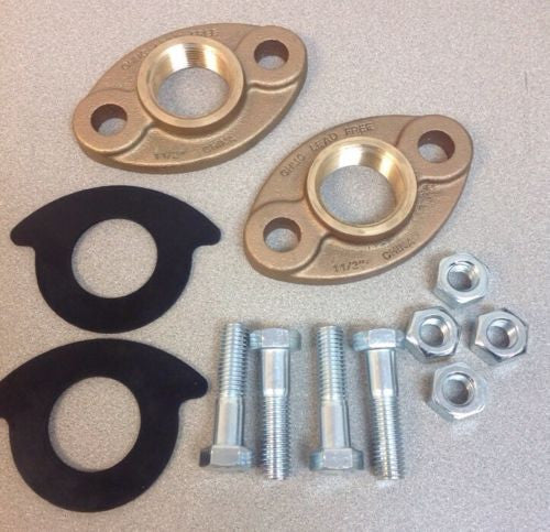 1-1/2" Lead-free Brass Meter Flange Connection Set For 1.5" Water Mete ...