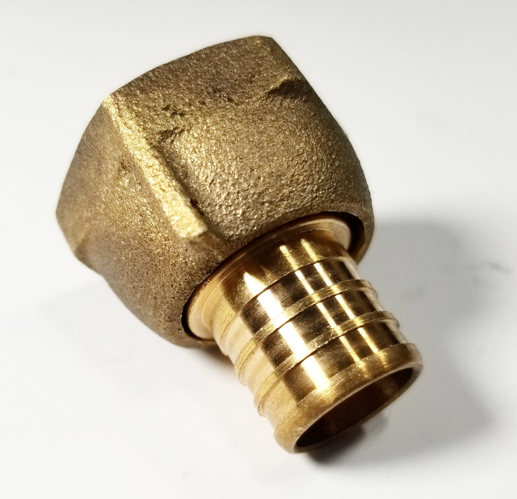 5/8" Water Meter Coupling, LEAD FREE Brass, Swivel Nut x 3/4 PEX Tubin ...